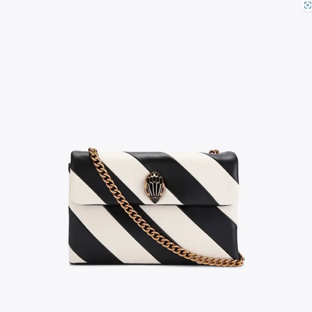Bolso Kurt Geiger blanco y negro con cadena dorada | Diseño elegante ...